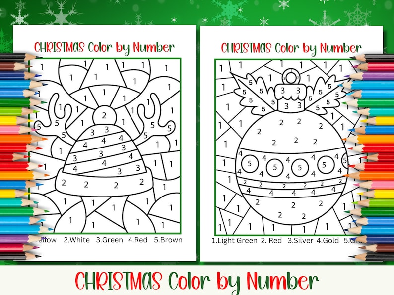 Christmas Color by Number, Kids Christmas Coloring Pages, Christmas ...