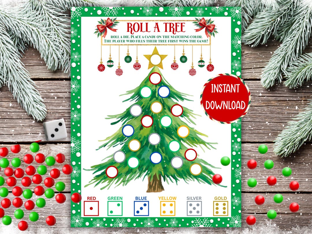 Roll a Christmas Tree Game, Christmas Party Game, Roll a Tree Dice Game ...
