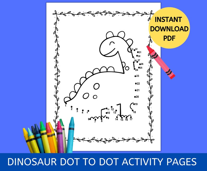 Dinosaur Dot to Dot Activity Pages Kids Dinosaur Coloring - Etsy