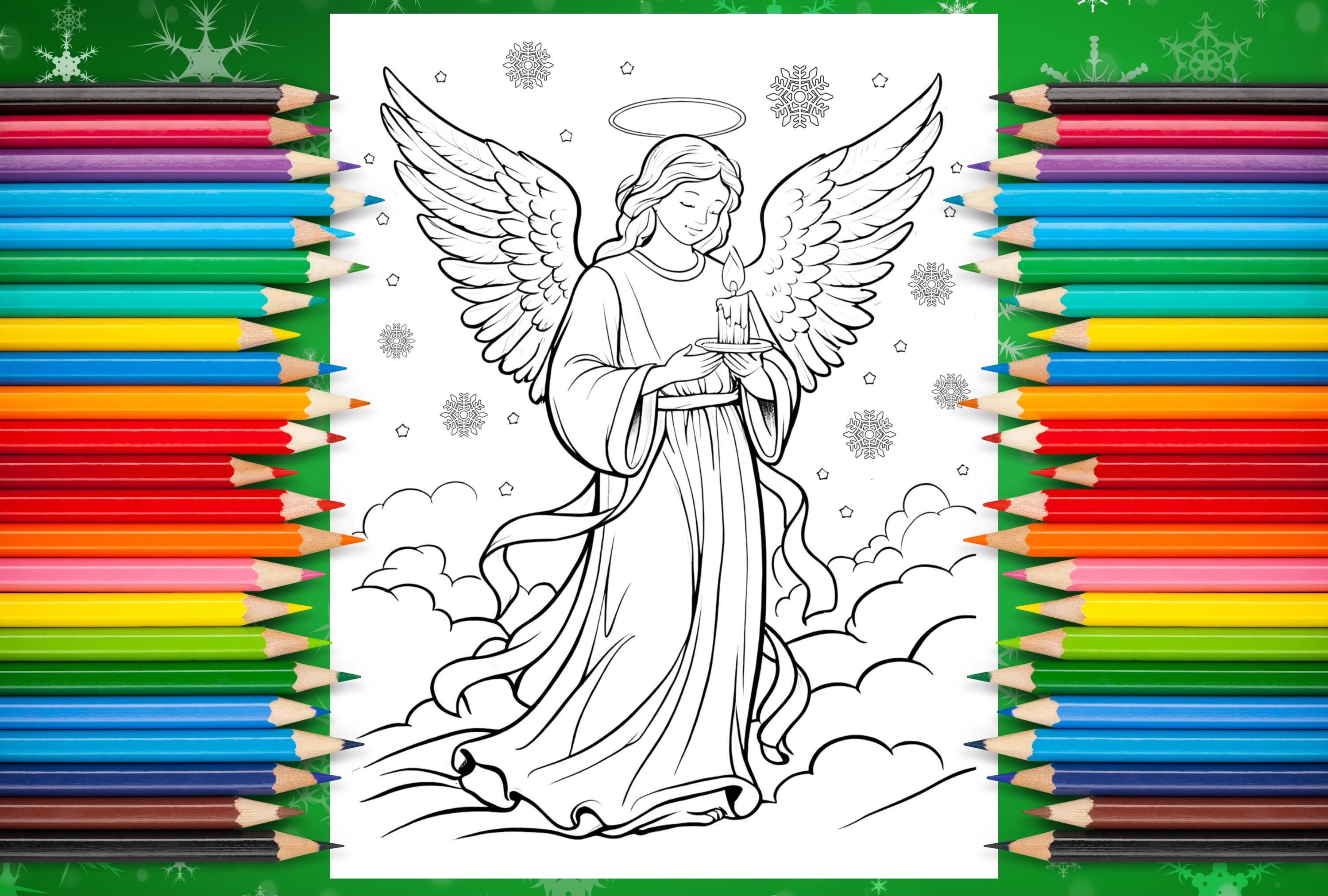 Christmas Angel Coloring Pages, Christmas Activity, Printable Christmas ...