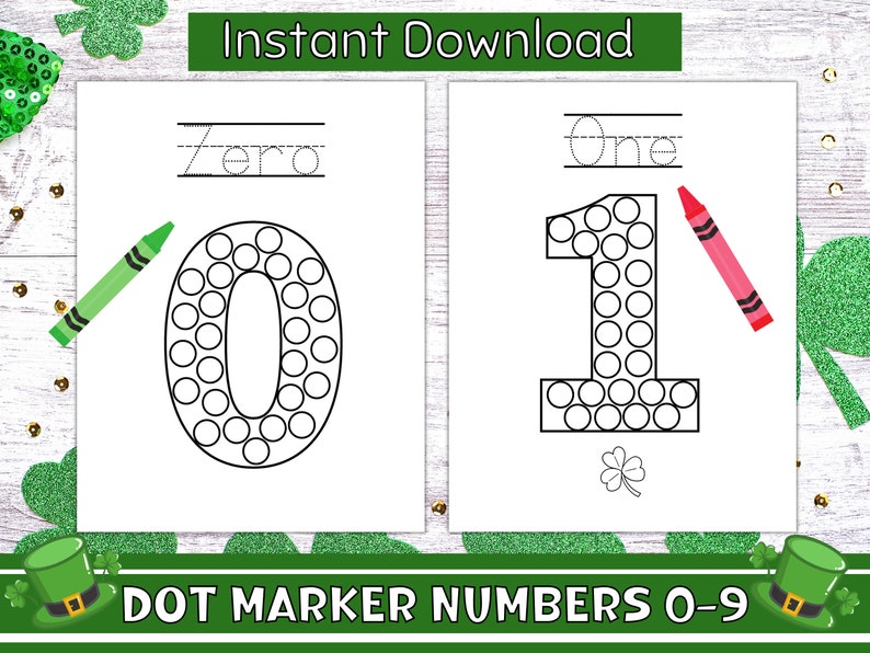 10 St. Patrick’s Day Dot Marker Coloring Pages 0-9 With Number Writing ...