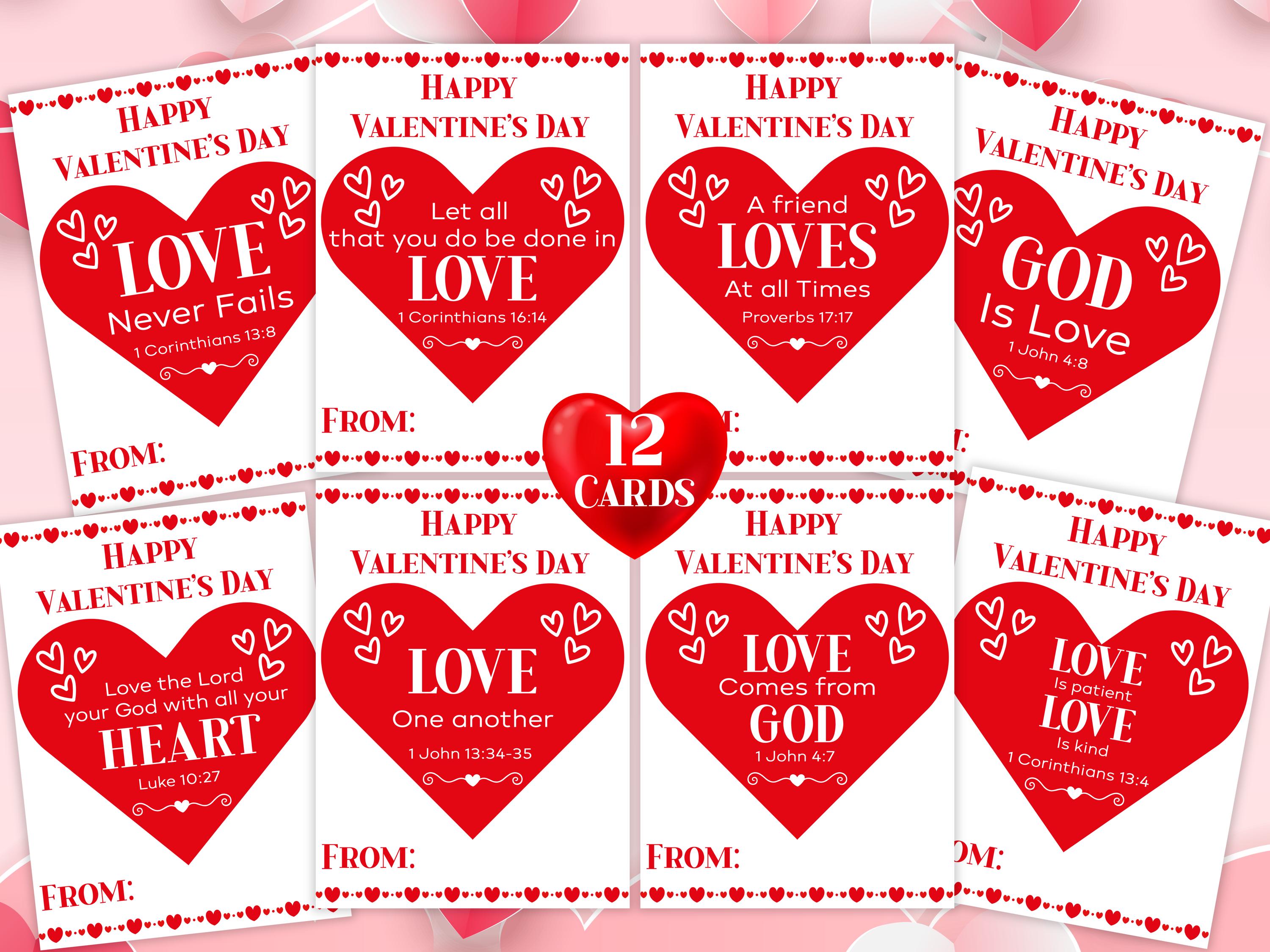 Kids Bible Verse Valentine Cards, Christian Valentine Cards, Sunday ...