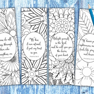 Coloring Bible Verse Bookmarks Set of 4, Printable Coloring Bible ...