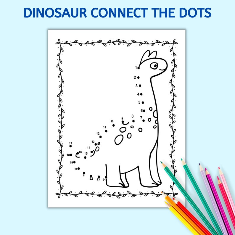 Dinosaur Dot to Dot Worksheet Connect the Dots Coloring Printable Dot ...