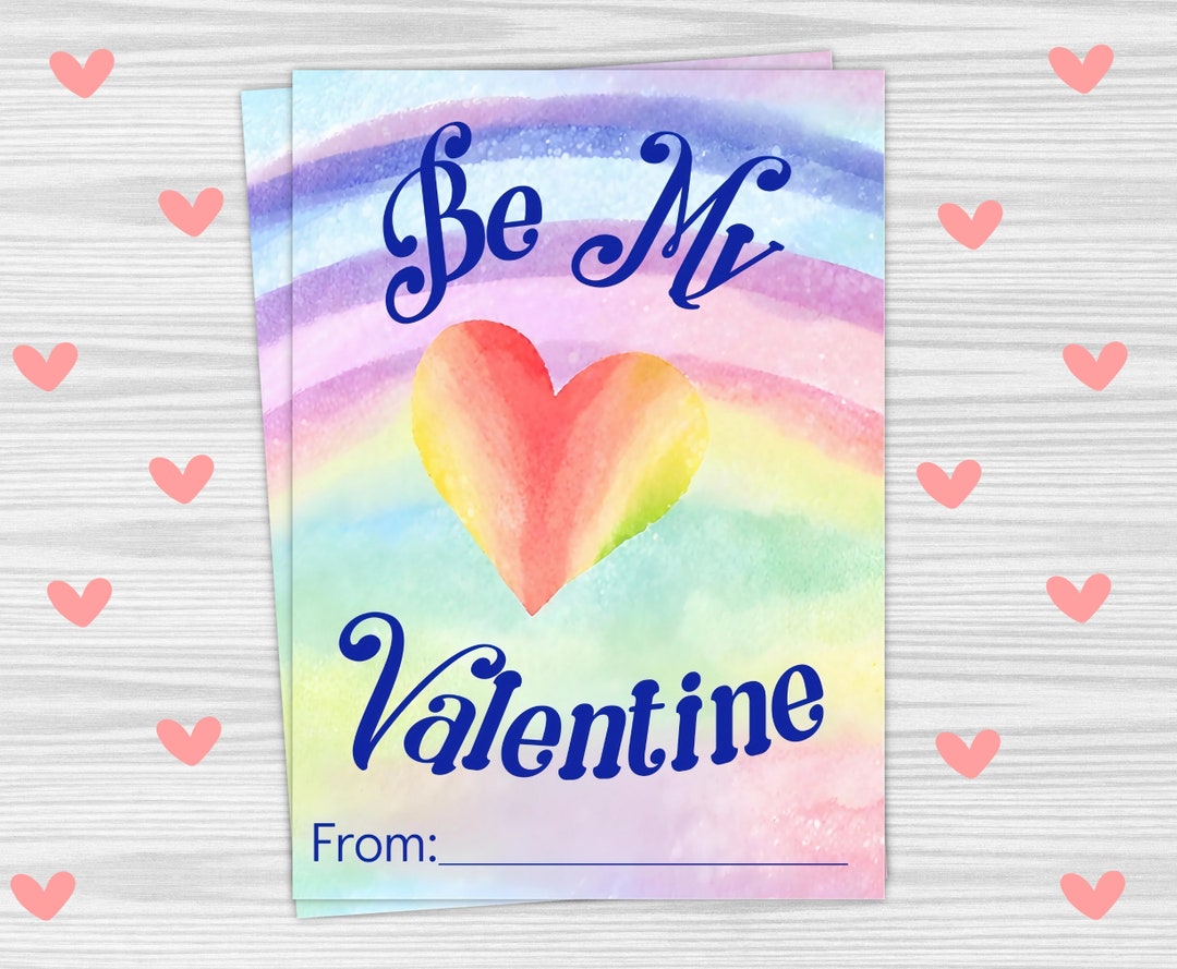 Rainbow Heart Valentine's Day Cards, Printable Valentine Cards ...