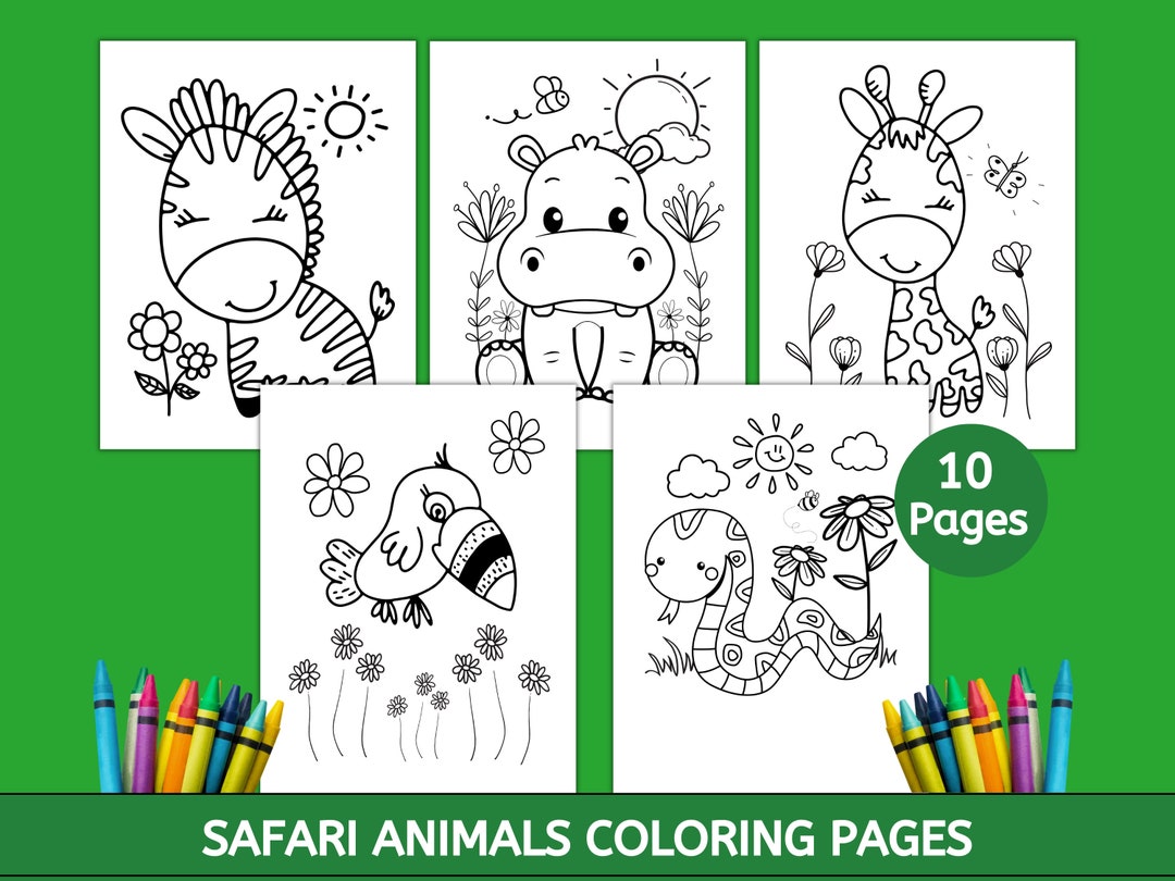 Safari Animals Coloring Pages: 10 Printable Jungle Designs (PDF) - Etsy