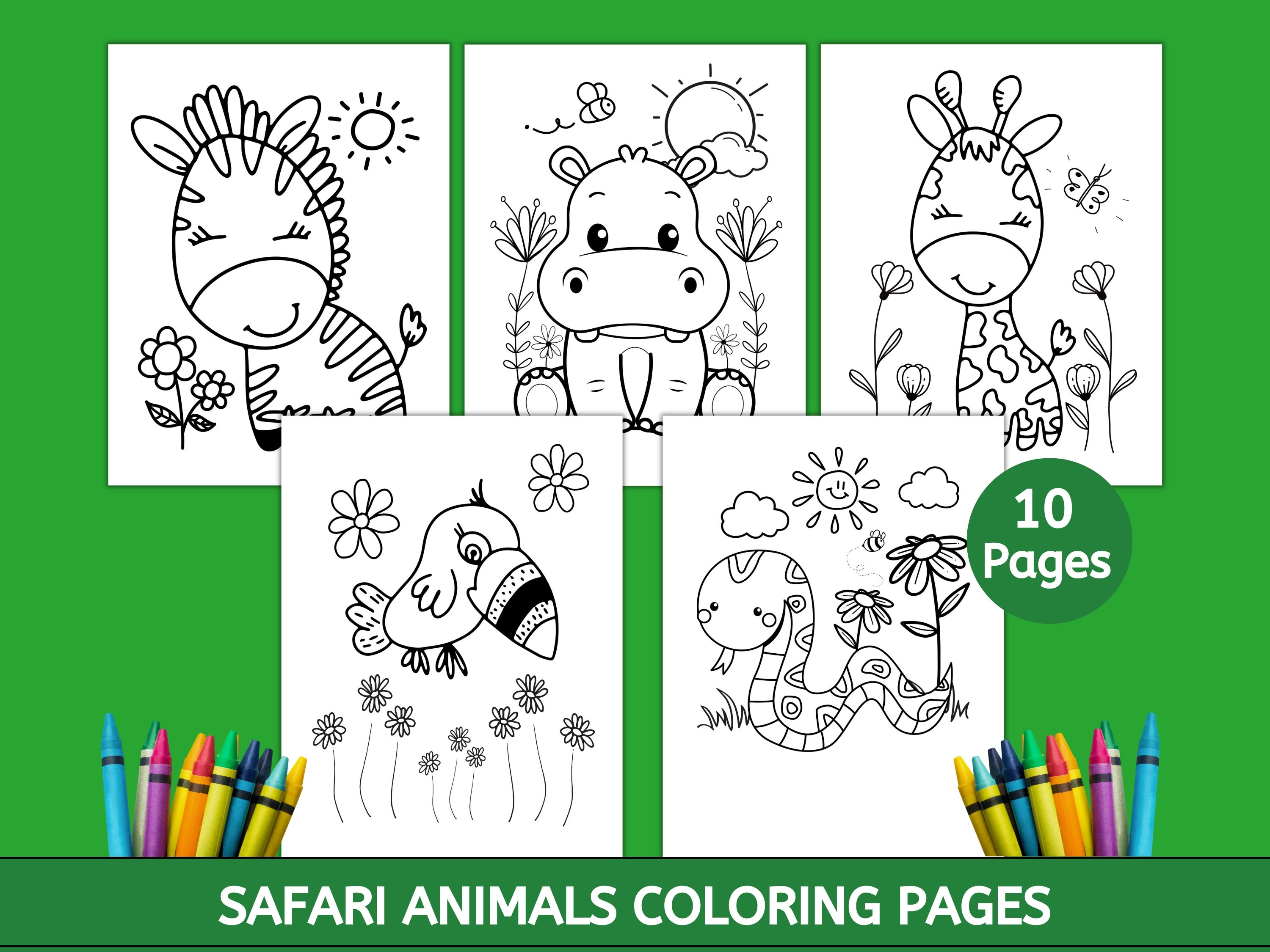 Safari Animals Coloring Pages, 10 Printable Safari Coloring Pages for ...