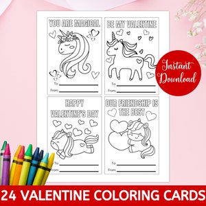 Valentine Coloring Cards, Printable Valentine's Day Coloring Cards ...