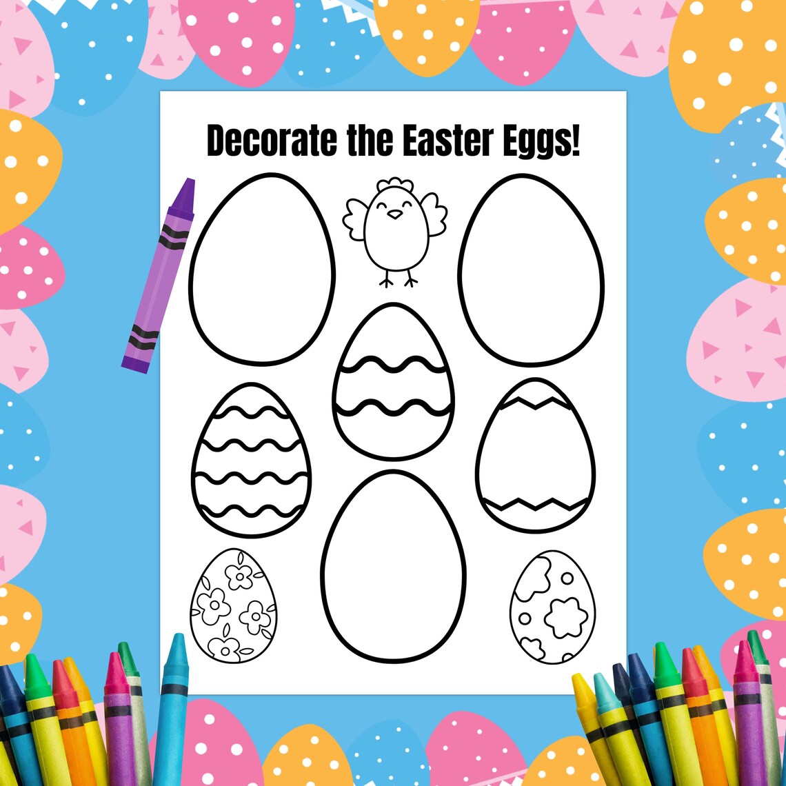 Decorate the Easter Eggs Coloring Activity for Kids, Easter Egg ...