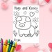 Valentine Coloring Cards, Pig Valentine's Day Cards, Printable ...
