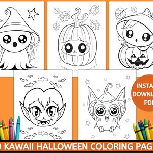 20 Kawaii Halloween Coloring Pages for Kids Printable - Etsy