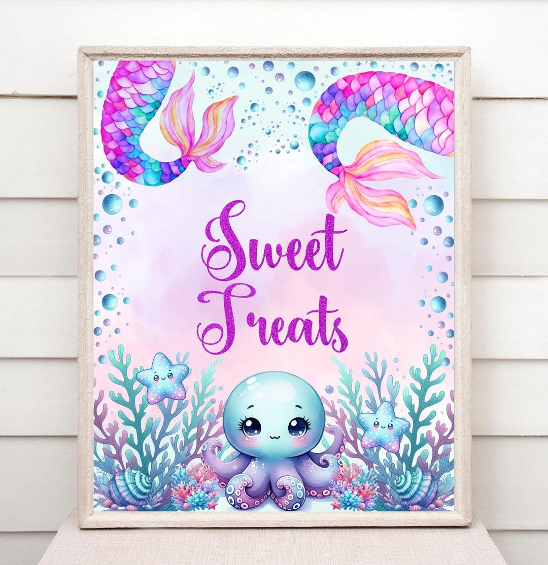 Mermaid Sweet Treats Sign, Under the Sea Mermaid Party, Birthday Party ...