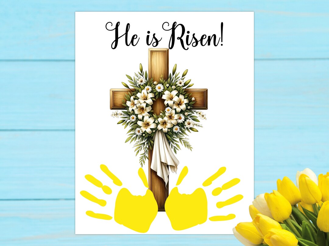 He is Risen Handprint Art Craft Printable, Easter Handprint Craft for ...