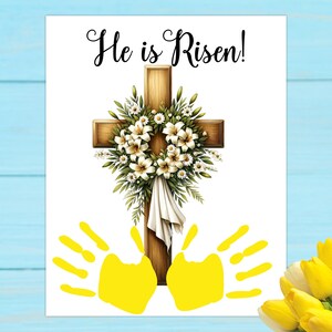 He is Risen Handprint Art Craft Printable, Easter Handprint Craft for ...