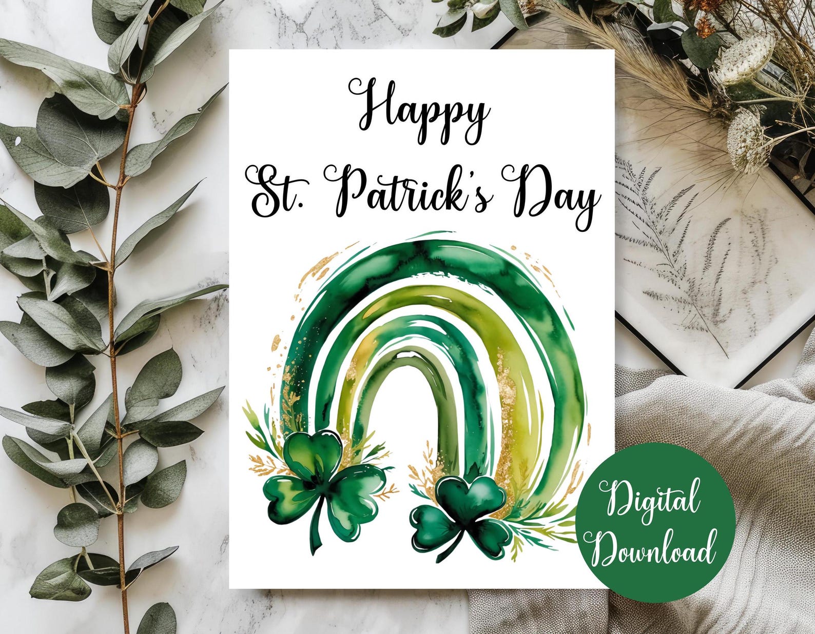 St Patrick's Day Card Printable, Saint Patrick's Day Greeting Card, St ...