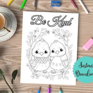 Be Kind Coloring Page Printable for Kids and Adults, Kindness Quotes ...