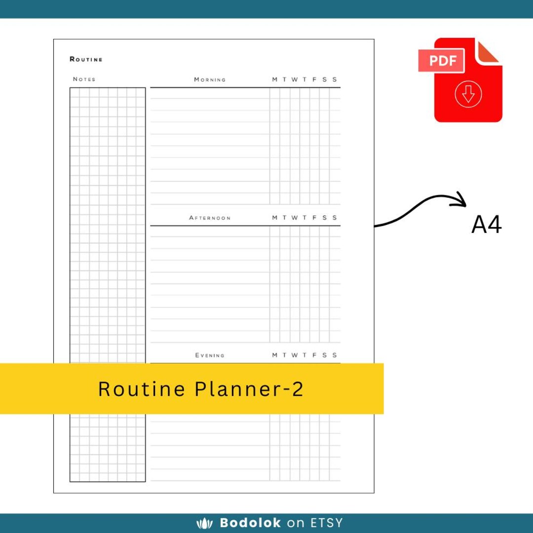 Routine Planner-2, Printable Planner Inserts, A5, A4, Instant Download ...