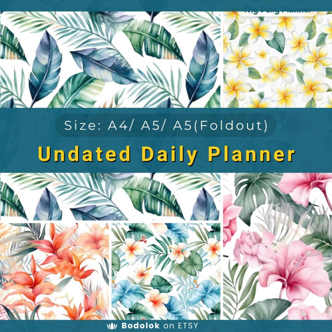 Undated Daily Planners, Printable Planner Inserts, A5, A4, A5 Foldouts ...