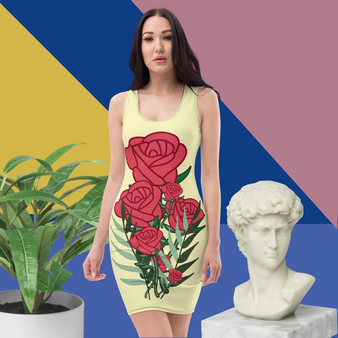 Sublimation Cut & Sew Dress Red Roses Summer Dress - Etsy