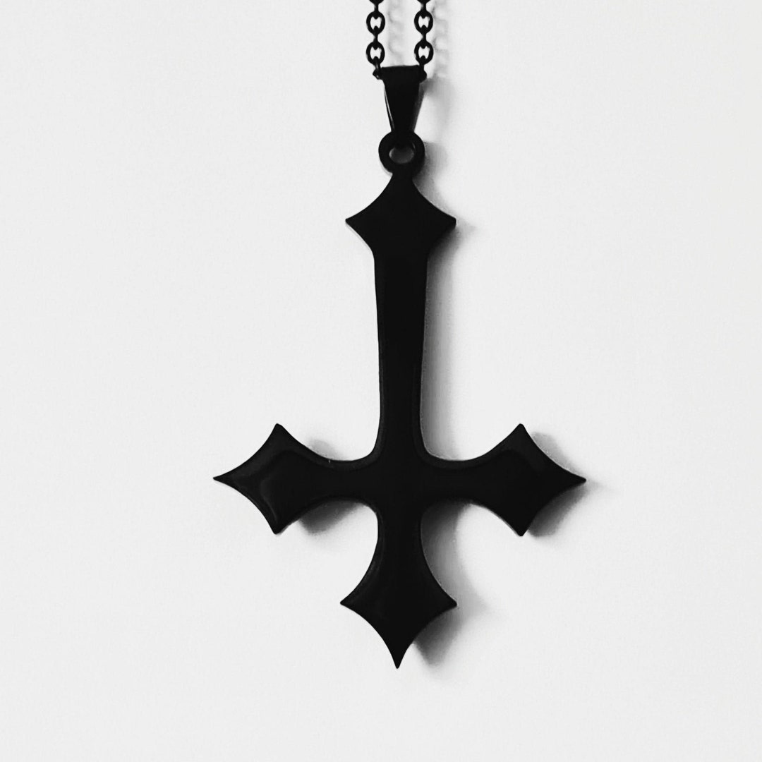Black Gothic Inverted Cross Including Chain - Etsy
