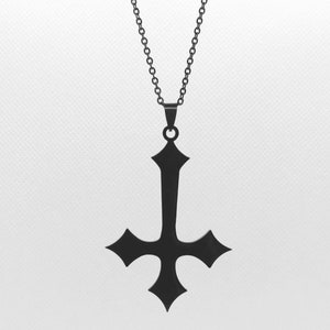 Black Gothic Inverted Cross Including Chain - Etsy
