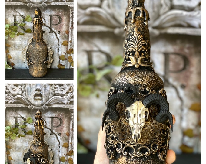 Potion Devil Dust Goat Skull Glass Art Bottle 23/5.5cm , Wizard ...