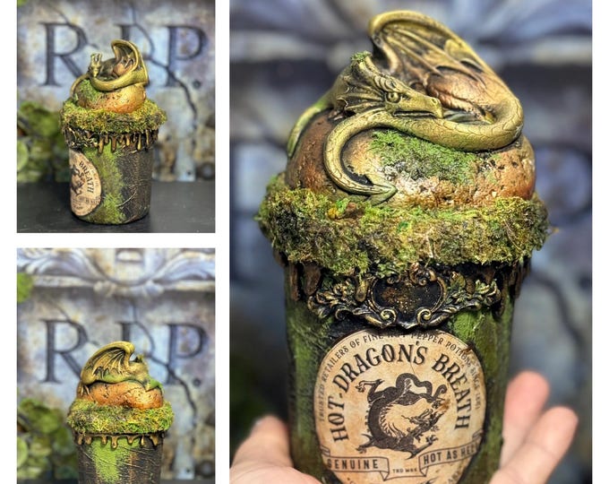 Hot Dragon’s Breath Potion Glass Jar 16/6.5cm , Wizard , Halloween ...