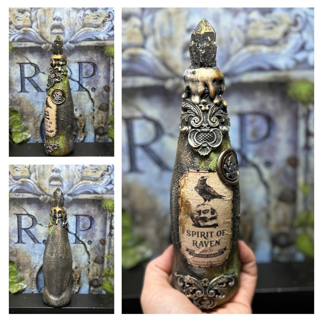 Potion Spirit of Raven Glass Bottle 23/5cm , Wizard , Halloween ...