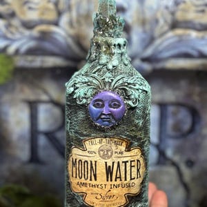 Potion Moon Water Amethyst Infused Art Glass Bottle 22cm , Wizard ...