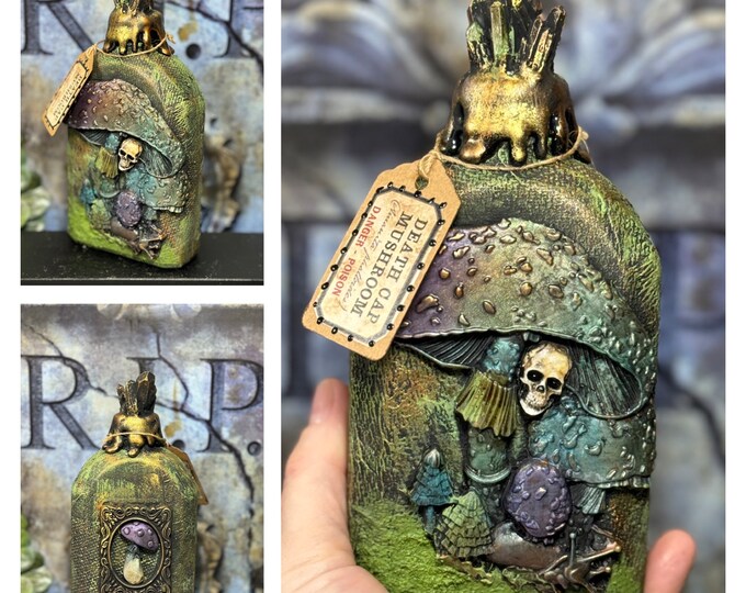 Potion Poison Death Cap ( Blue) Mushroom Glass Bottle , 18/7cm ...