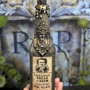 Potion Loneliness , Dread and Doom Edgar Allan Poe Art Glass Bottle 25 ...