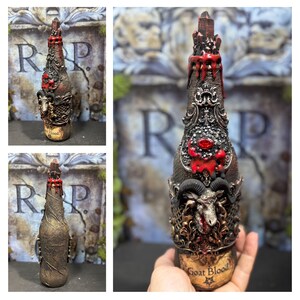 Potion Goat Skull Glass Art Bottle 24/5cm , Wizard , Witchcraft ...