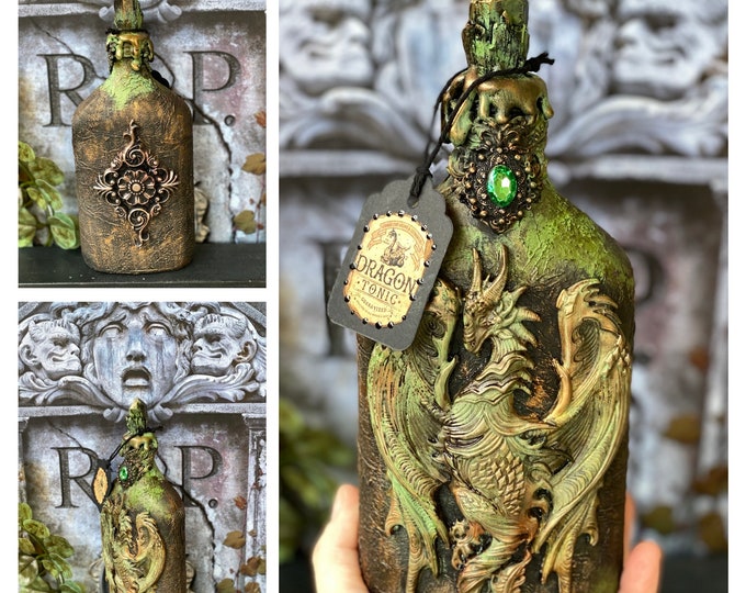 Potion Emerald Dragon Tonic Glass Bottle 24 Cm , Wizard , Witchcraft ...