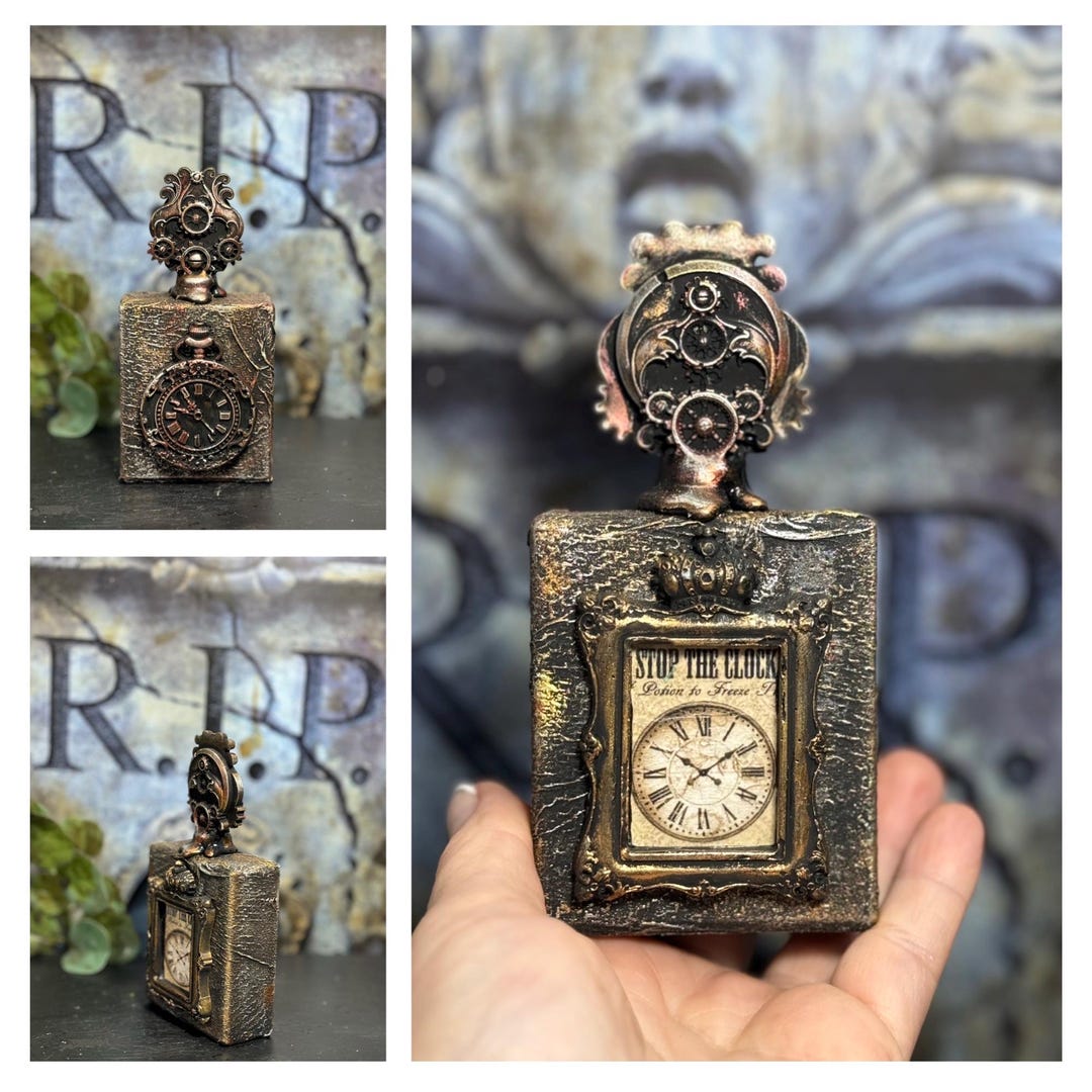 Potion Stop the Clock , Time Elixir, Art Glass Bottle 13/6cm ...