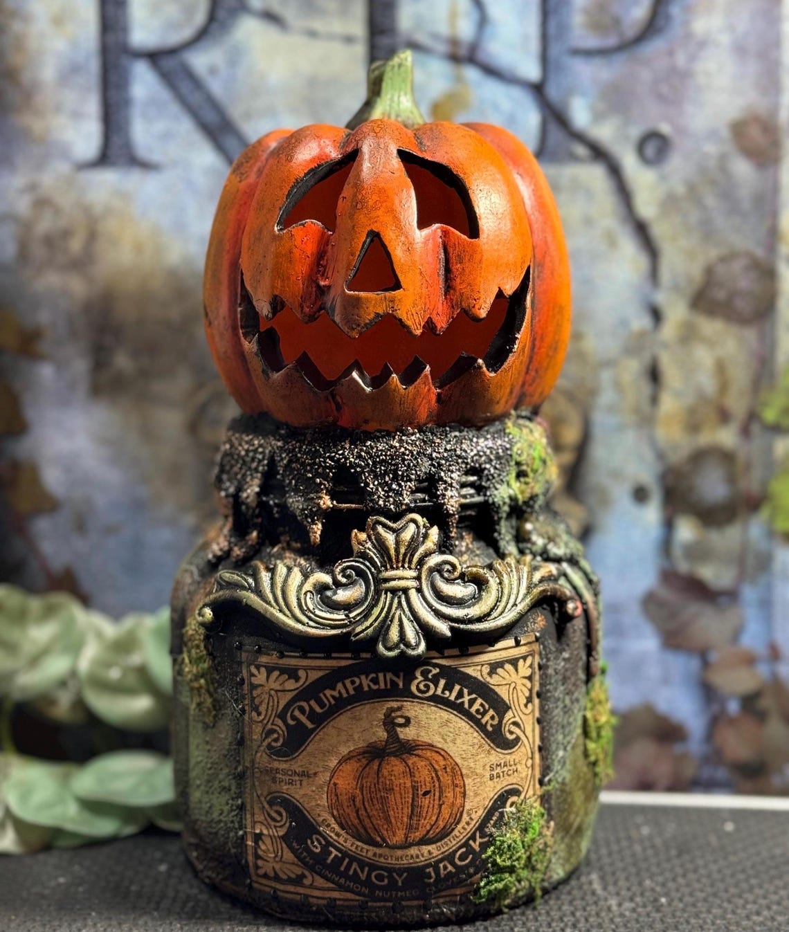 Handmade Halloween Pumpkin Elixir Bottle: Witchcraft Apothecary Decor ...