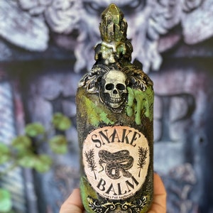 Potion Witch Snake Balm, Skull 3D Glass Bottle , Jar 21/6cm Wizard ...