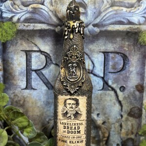 Potion Loneliness , Dread and Doom Edgar Allan Poe Art Glass Bottle 25 ...