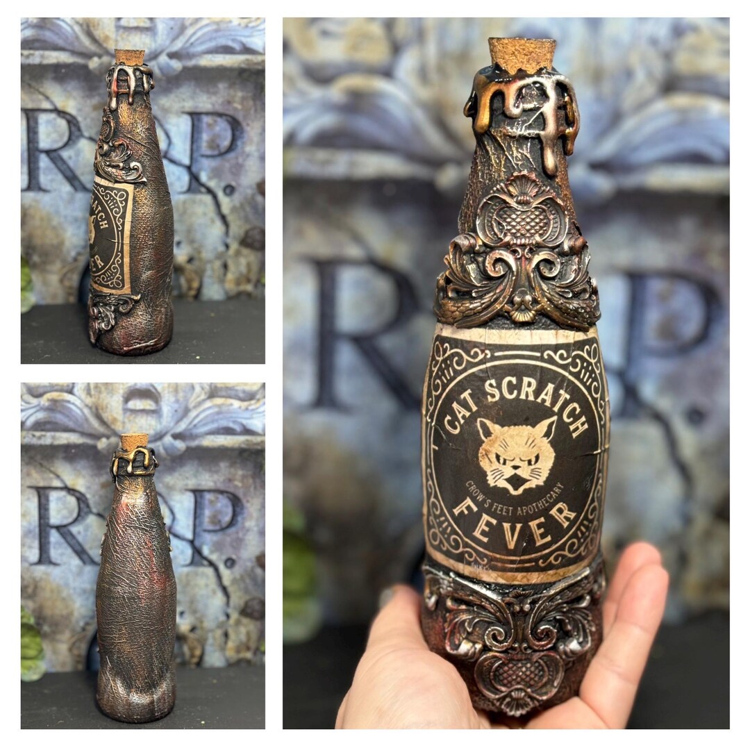 Potion Cat Scratch Fever Art Bottle 21/5cm , Wizard , Halloween , Salem ...