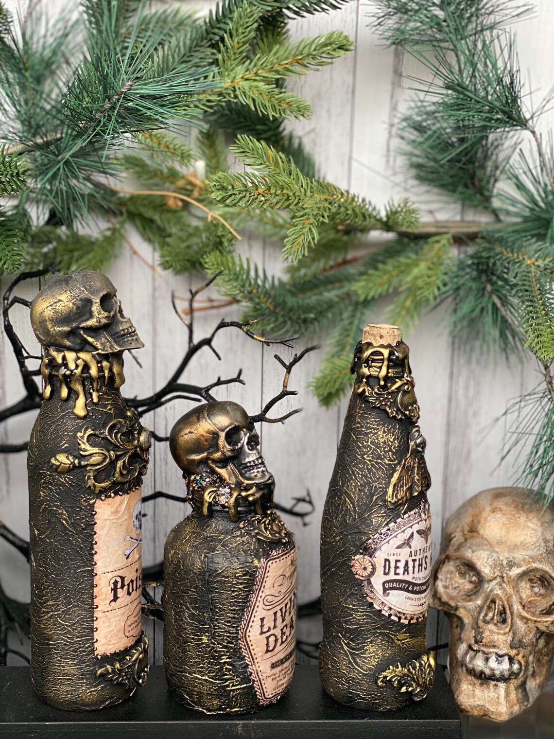 Potion Authentic Deaths Head Glass Bottle 21 Cm Wizard - Etsy