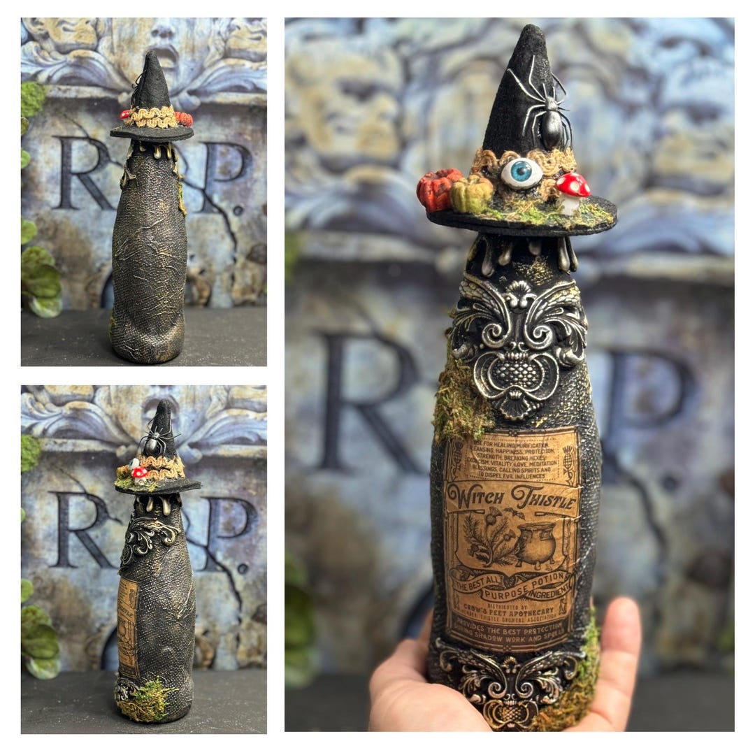 Handmade Witch Thistle Potion Bottle: Halloween Apothecary Decor - Etsy