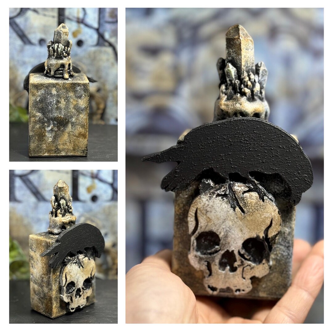 Potion , Elixir , Tonic Edgar Allan Poe Skull and Raven Art Glass ...