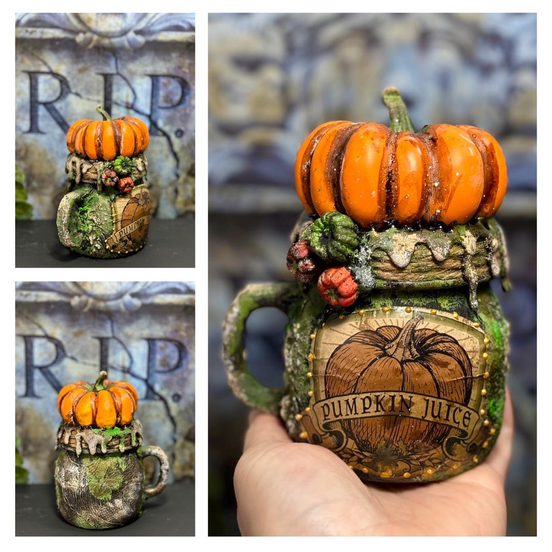 Potion Vintage Pumpkin Juice , Art Glass Jug , Bottle 14/6.5cm ...