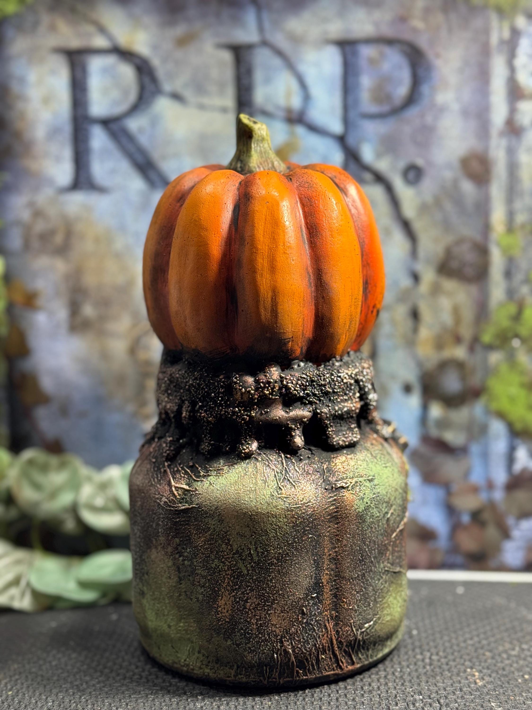 Handmade Halloween Pumpkin Elixir Bottle: Witchcraft Apothecary Decor ...