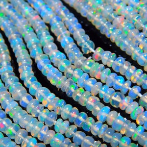 AAA Ethiopian Opal Smooth Rondelle Beads 3-5MM Opal Beads Fire Opal Beads White Opal Beads Welo ...