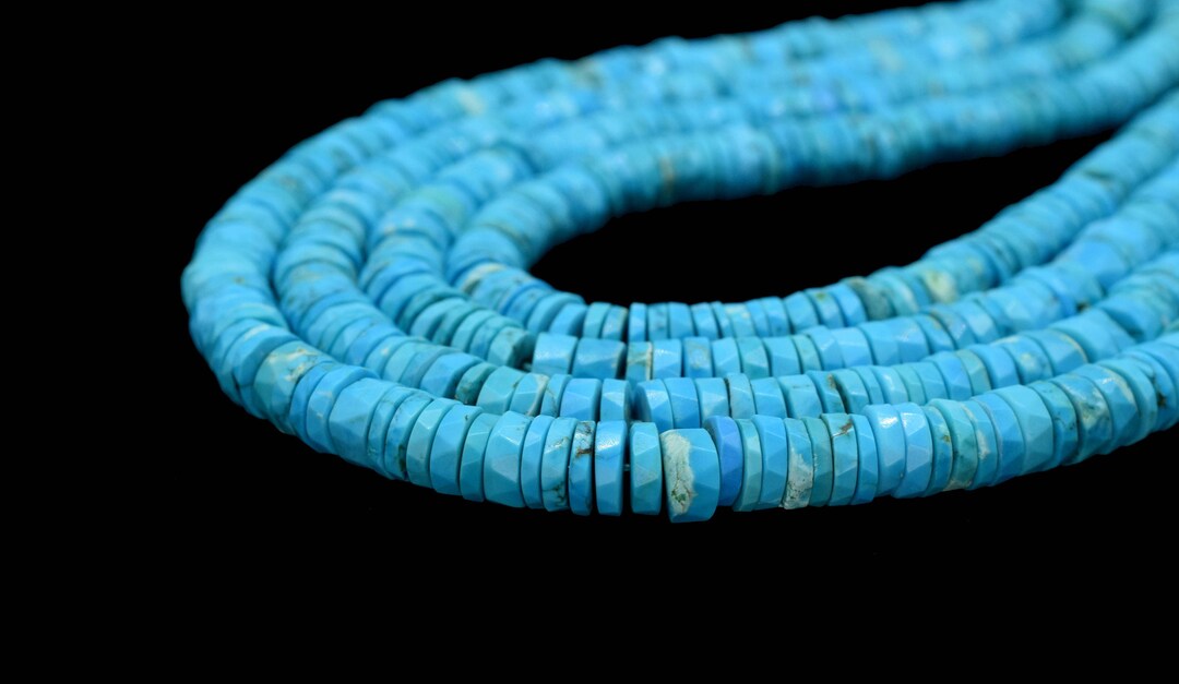 AAA+ Natural Turquoise Wheel Shape Beads 6-7 MM Turquoise Beads ...