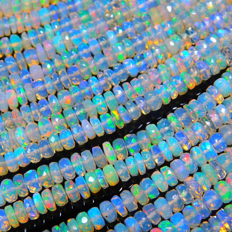 Faceted Ethiopian Opal Rondelle Beads, 3-5mm, 16 Inch Strand - Etsy