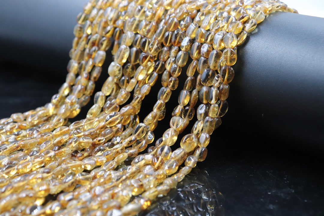Citrine Smooth Dark Yellow Oval Shape Beads 6x10mm Citrine Oval Beads ...