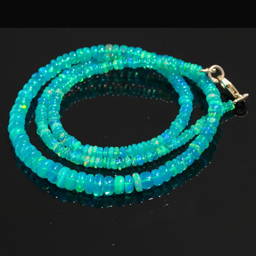 Paraiba Blue Ethiopian Opal Necklace, 925 Sterling Silver, 16 Inch - Etsy