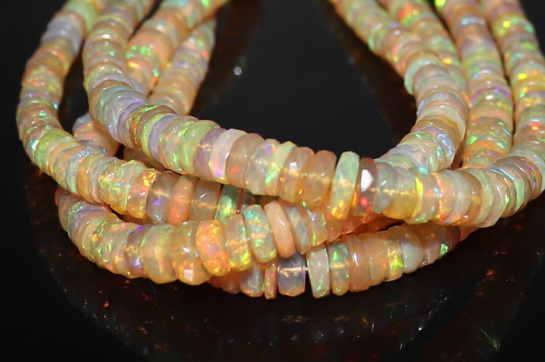 EXCELLENT Cut Ethiopian Yellow Opal Faceted Tyre 4-6mm Opal Tyre Fire ...