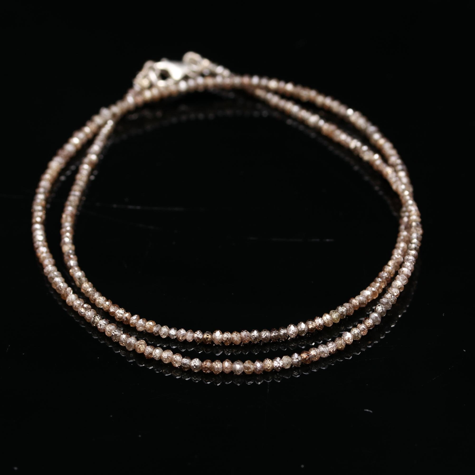 AAA Natural Champagne Diamond Faceted Rondelle Necklace 925 - Etsy